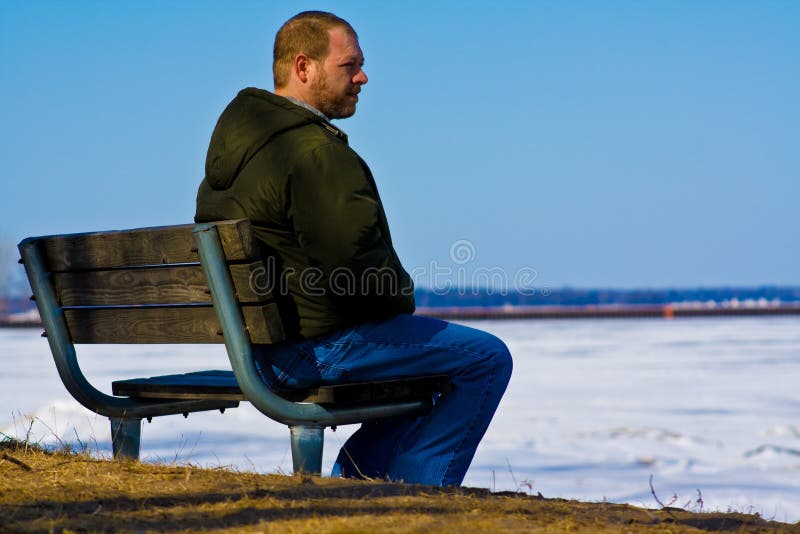 Sad man on a bench stock image. Image of outdoors, cold - 16804403