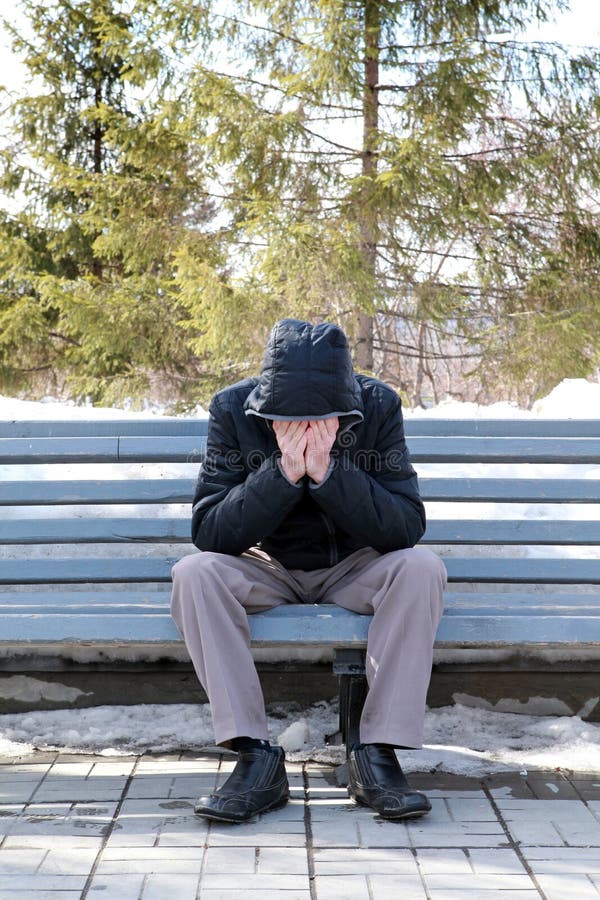 Sad Man on the Bench stock image. Image of sitting, loneliness - 30613885