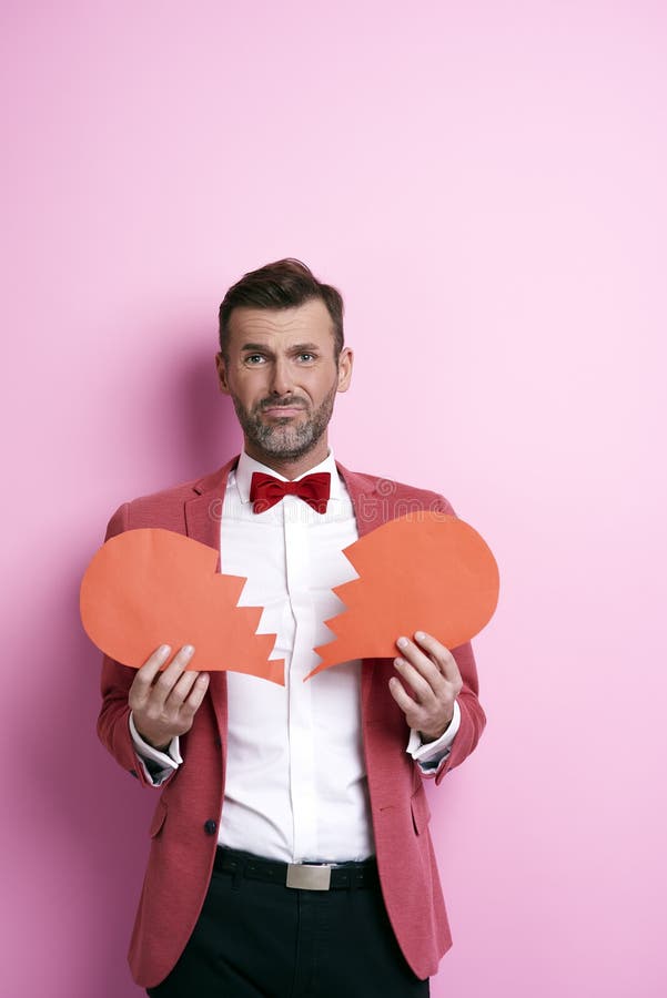 Sad man with broken heart stock image. Image of despair - 103840943