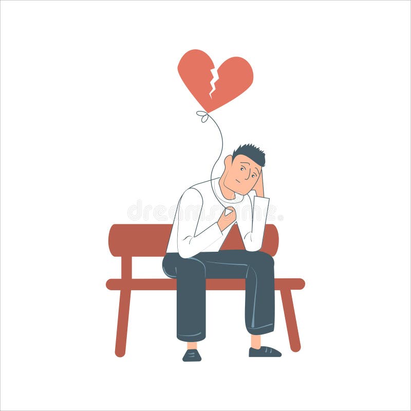 A Sad Man with a Broken Heart. Stock Vector - Illustration of white ...