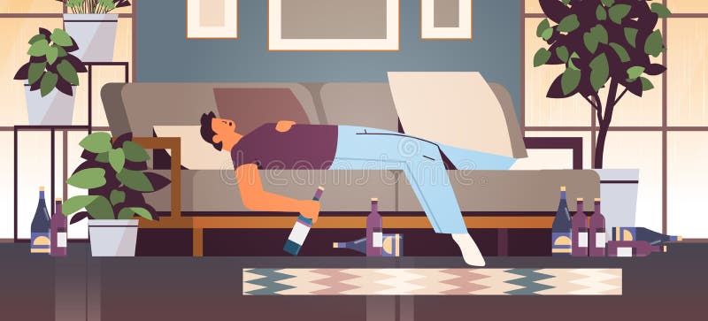 Sad Man Drinker with Bottles Alcoholic Drinking Alone Depressed ...