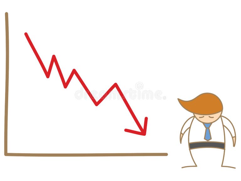 Sad man and drop graph stock vector. Illustration of decrease - 28421134