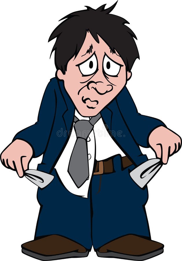 Sad Man with Empty Pockets stock illustration. Illustration of economy ...
