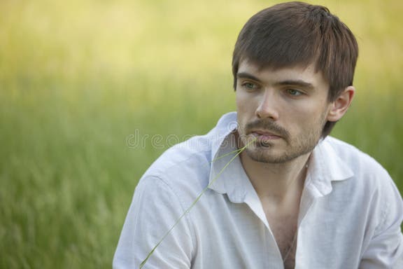 Sad man in field stock photo. Image of freedom, outdoors - 19476120