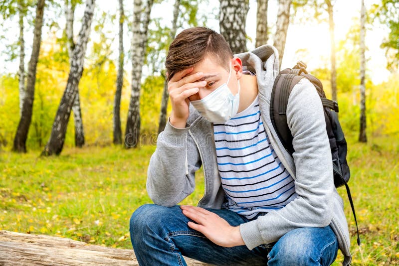 Sad Man in Flu Mask stock photo. Image of influenza - 221419974