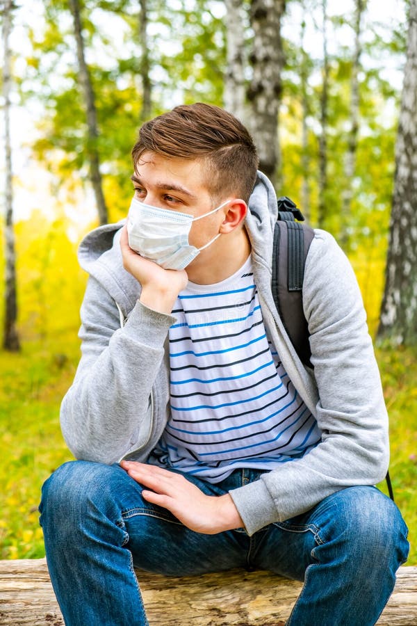 Sad Man in Flu Mask stock photo. Image of coronavirus - 222318402