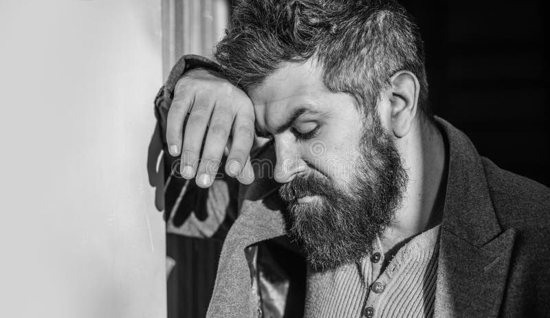 Sad Man. Guy is Worried, Problems and Frustration. Bearded Man. Stock ...