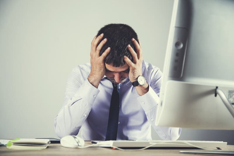 Sad man in office stock image. Image of unhappy, problem - 136485245