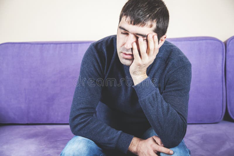 Sad man hand in head stock image. Image of person, health - 143289511