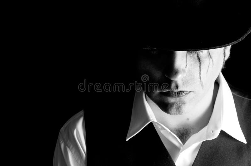 Sad Man Profile, Dark Guy Male in Depression, Black and White, Serious ...