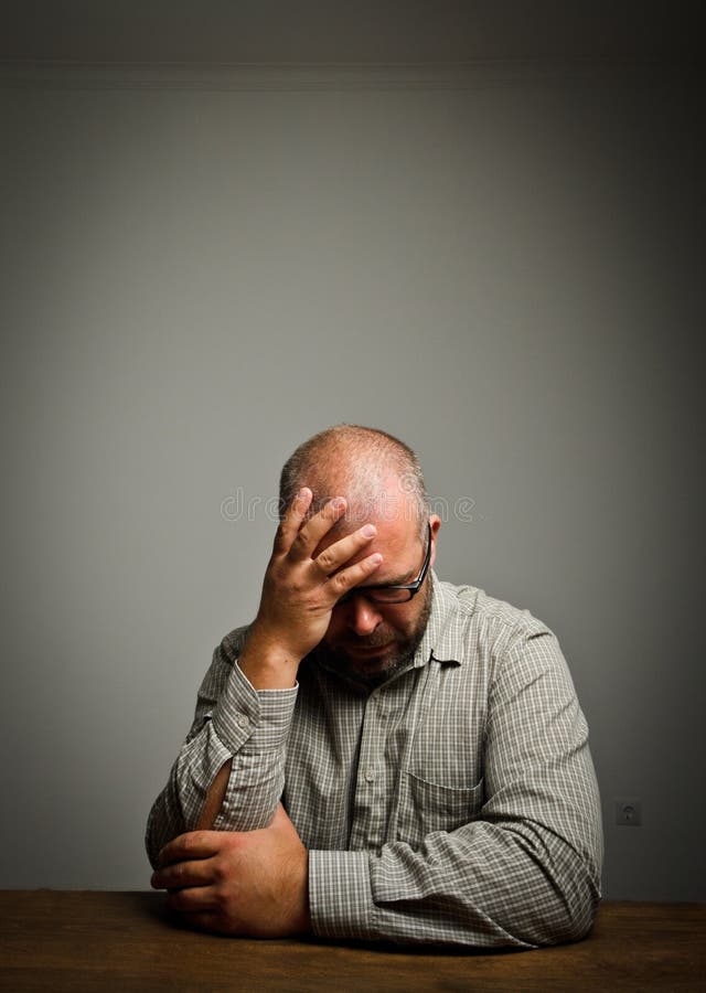 Sad man stock photo. Image of face, gray, pensive, dark - 34350014