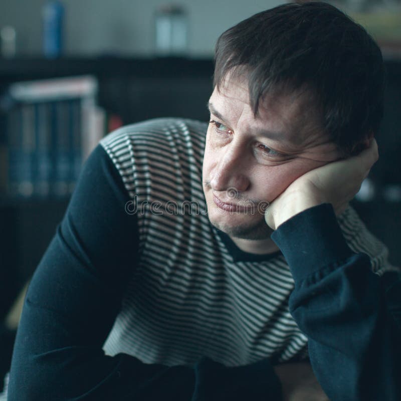 Sad man at home stock image. Image of hangover, sore - 92833457