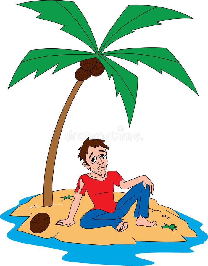Sad Man on Island stock vector. Illustration of disappointed - 39935990