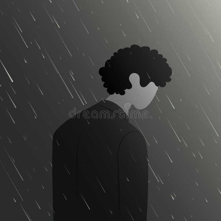 Sad Man Looking Down. Major Depressive Disorder Stock Vector ...