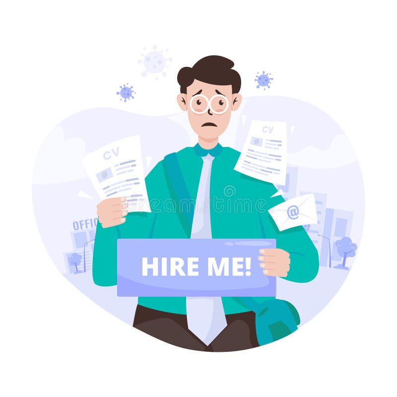 Flat Design a Sad Man Looking for a Job Stock Vector - Illustration of ...