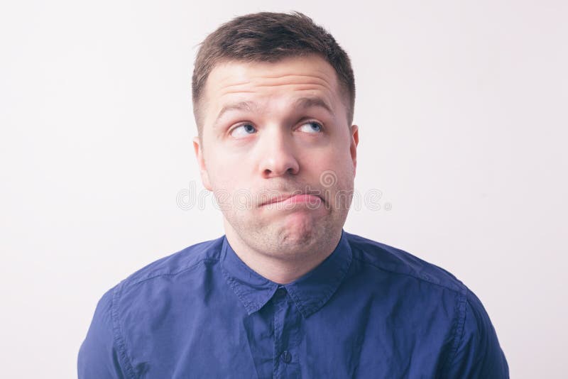 Sad Man Looks Aside with Doubt Stock Image - Image of model, male: 85278695