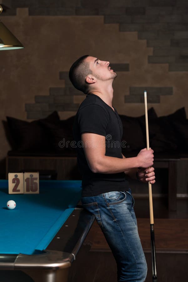 Sad Man Lost His Billiard Game Stock Photo - Image of game, hall: 49194714