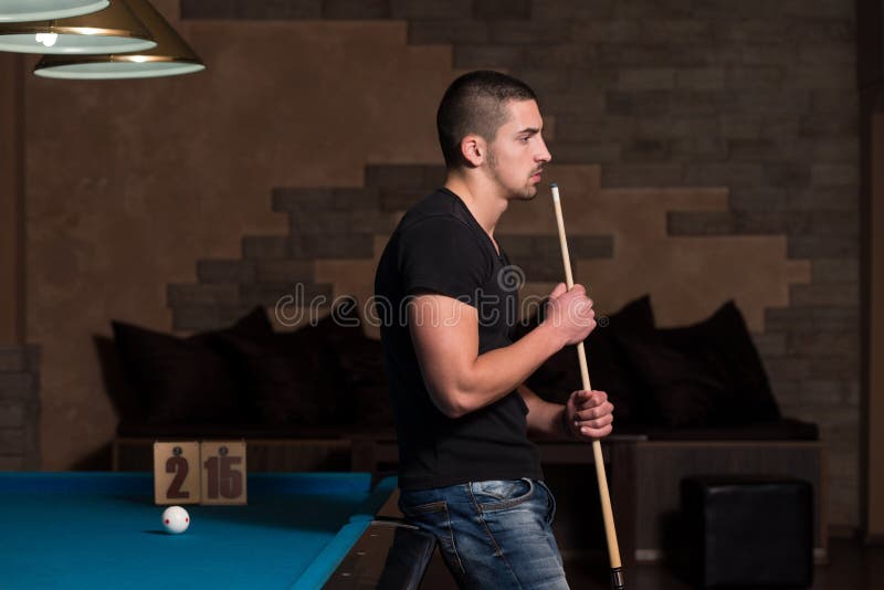 Sad Man Lost His Pool Game stock image. Image of hall - 49194625