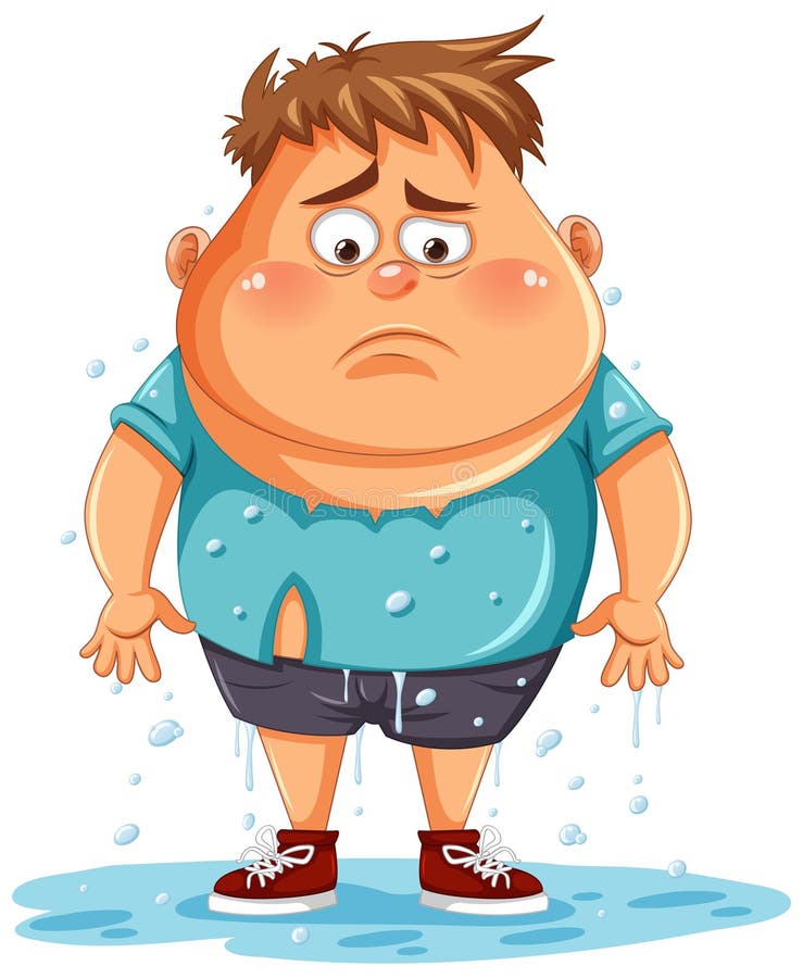 Sad Man Messing Up with Wet Water Stock Vector - Illustration of ...