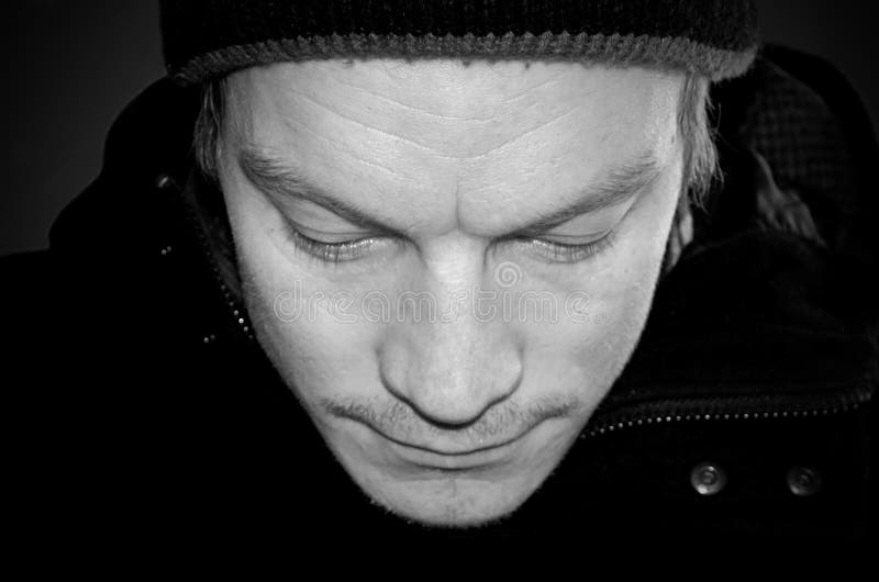 Sad Man Portrait stock image. Image of people, lonely - 95868669