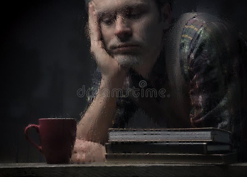 Sad man portrait stock photo. Image of caucasian, rain - 107078024