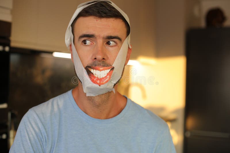 Sad Man Pretending To Be Happy Stock Image - Image of problem, mood ...