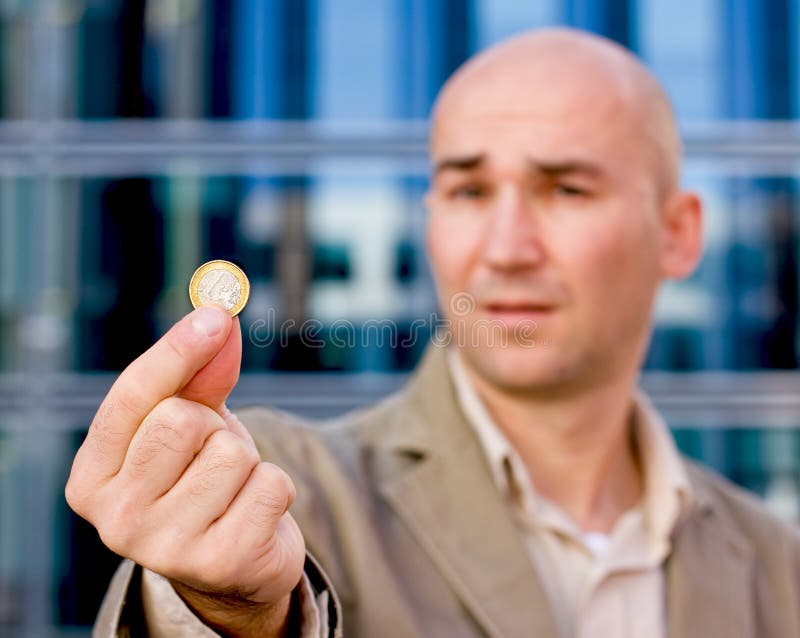 Sad man showin euro stock image. Image of downtown, male - 7203063