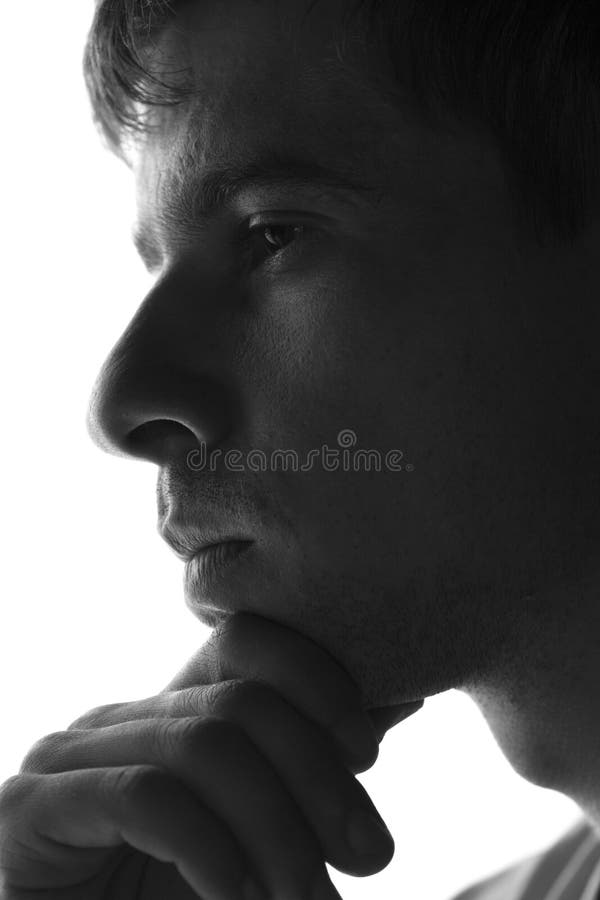 Sad Man Silhouette on a White Background Stock Photo - Image of idea ...