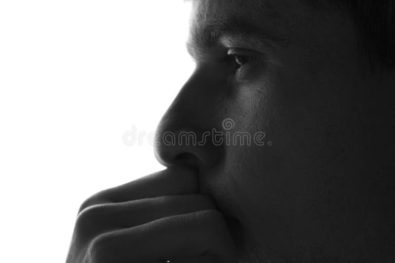 Man s Face in Shadow stock image. Image of dark, emotional - 7996327