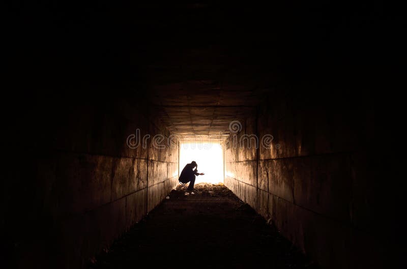 Sad Man Sitting in the Tunnel Stock Image - Image of emotions ...