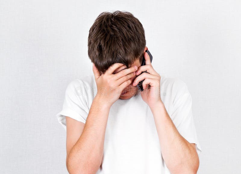 Sad Young Man stock image. Image of mobile, call, distress - 120726889