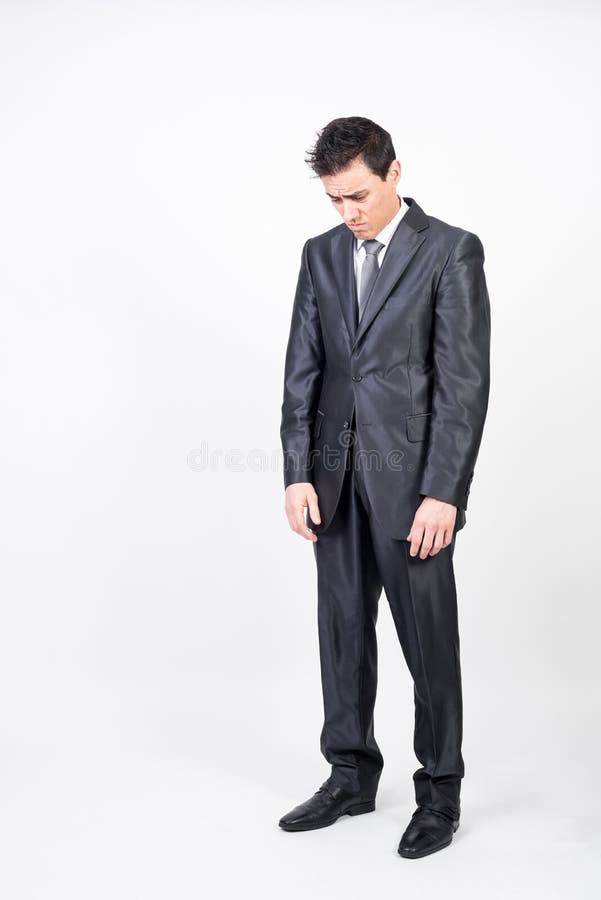Sad man in suit stock photo. Image of pain, full, depression - 178601608