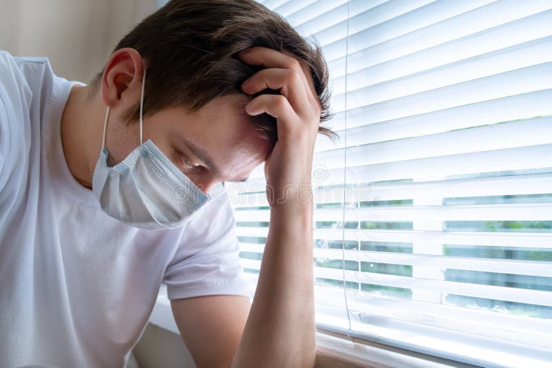 Sad Man in the Surgical Mask Stock Image - Image of lonely, coronavirus ...