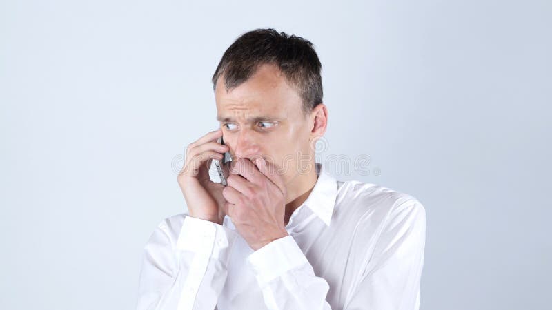 Sad Man Talking on Cell Phone Stock Photo - Image of cell, adult: 98373404