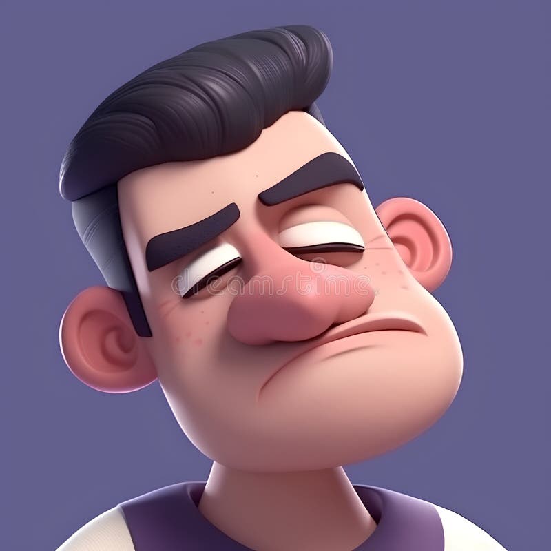 Sad Man with Tears on His Face, 3d Render Illustration. Stock ...