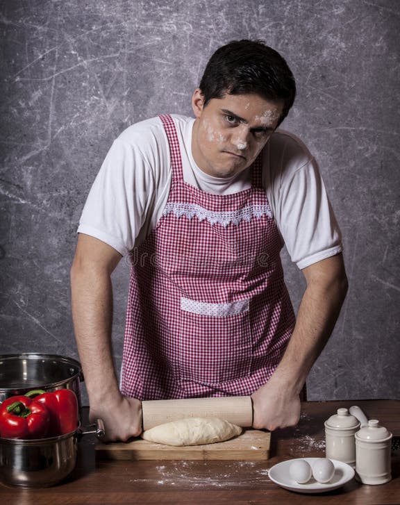 Sad man try to cooking stock image. Image of holder, meal - 29209517