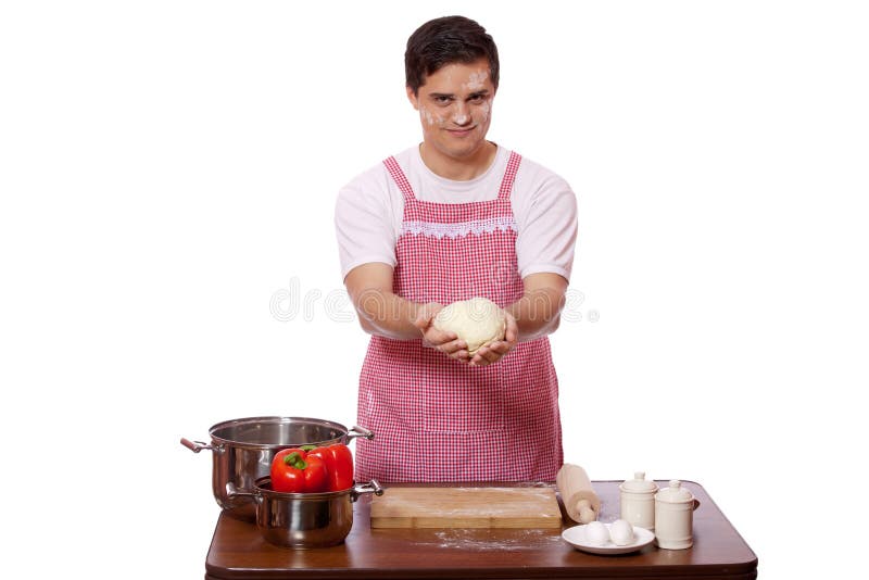 Sad man try to cooking. stock image. Image of housework - 29805513