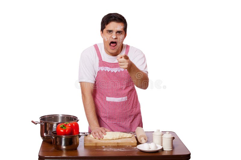 Sad man try to cooking. stock photo. Image of lifestyle - 29805514
