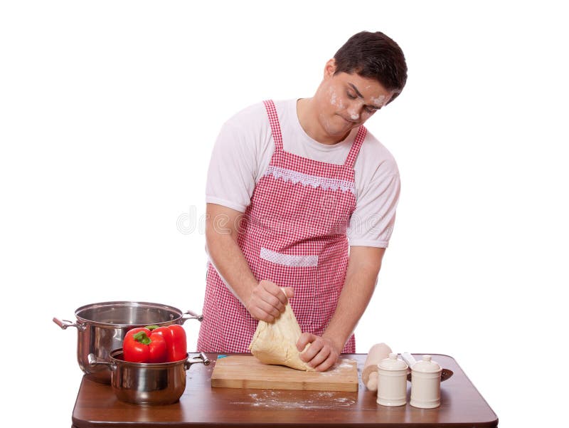 Sad man try to cooking. stock image. Image of dude, food - 29805575