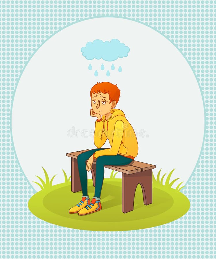 Sad Man Under Cloud Rain Stock Illustrations – 206 Sad Man Under Cloud ...