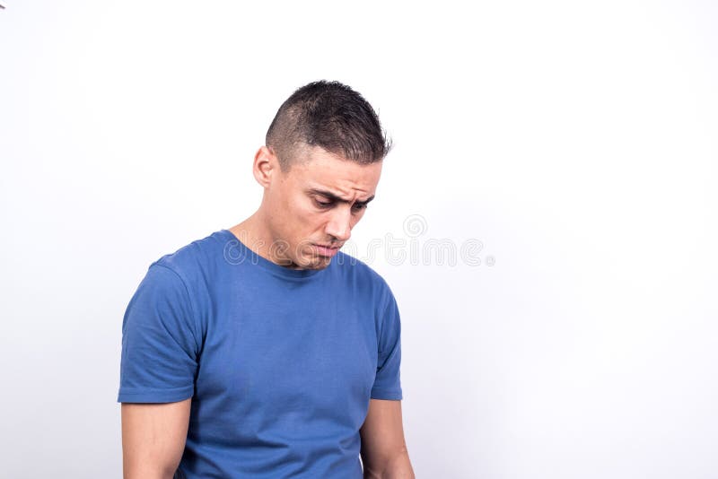 Sad man stock photo. Image of thoughtful, copy, shirt - 178686342