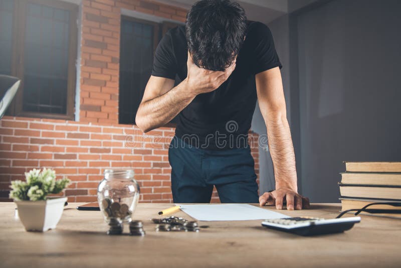 Sad Man Working in the Office Stock Photo - Image of stress, business ...