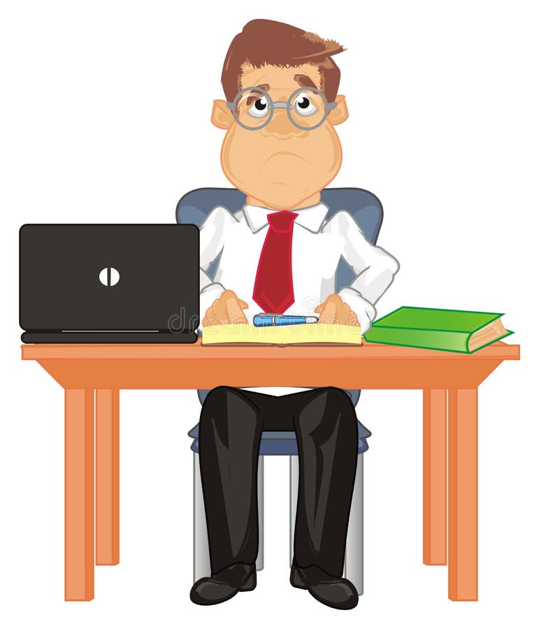 Sad manager sit stock illustration. Illustration of manager - 137182279