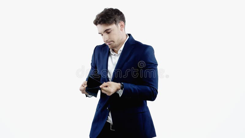 Sad Manager in Suit Holding Empty Stock Photo - Image of isolated ...