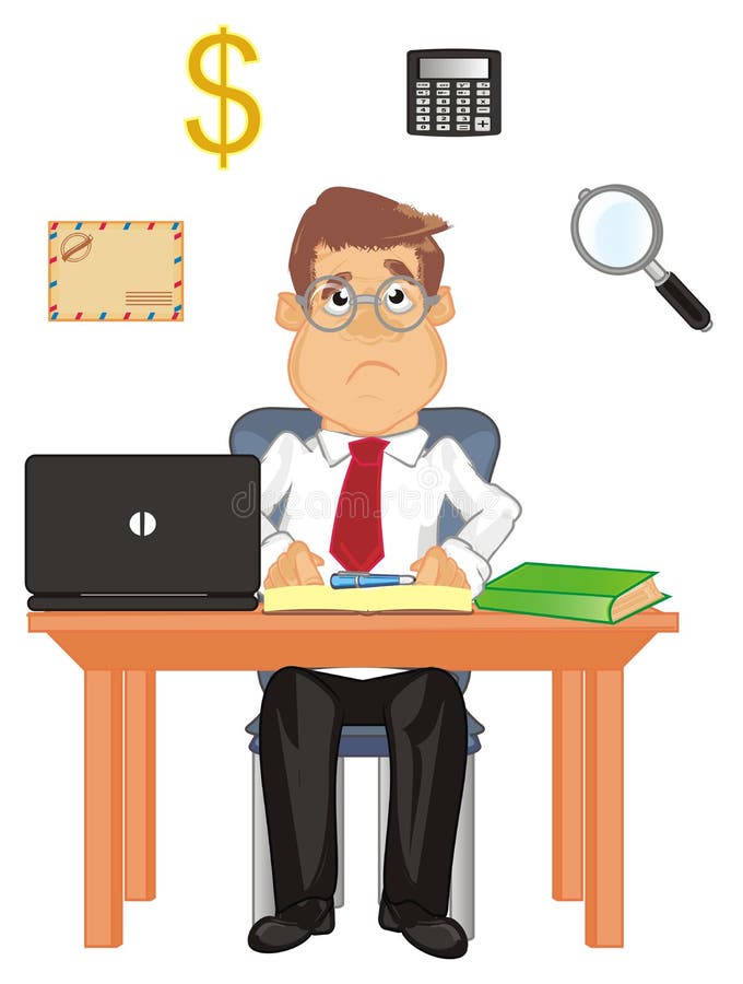 Sad manager with tools stock illustration. Illustration of plankton ...