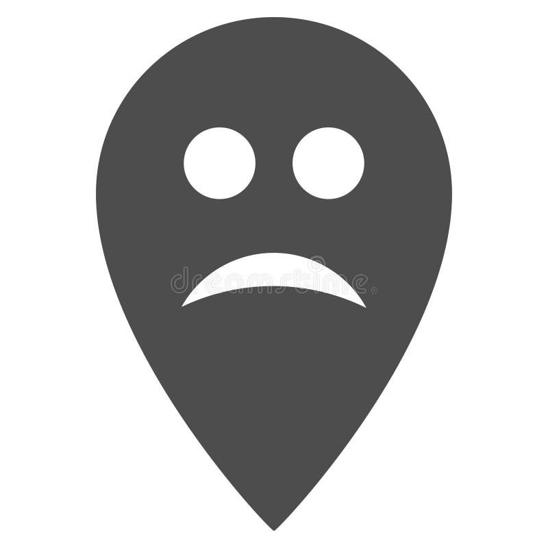 Sad Map Marker Flat Icon stock illustration. Illustration of gray ...
