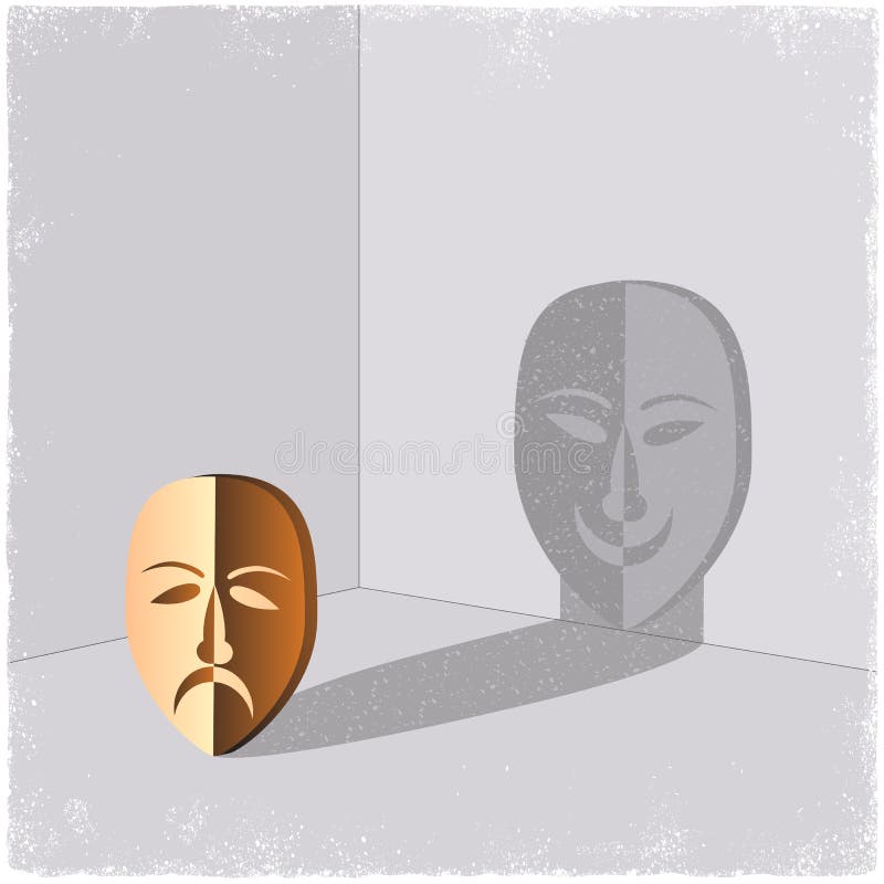 Sad Mask Casting Shadow of Happy Face Stock Vector - Illustration of ...