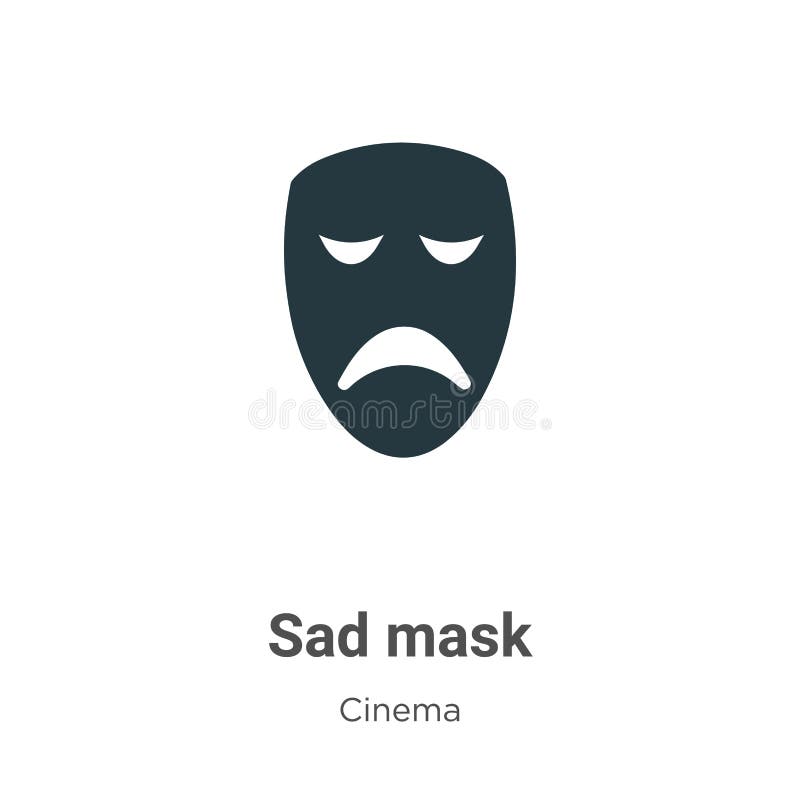 Sad Mask Vector Icon on White Background. Flat Vector Sad Mask Icon ...