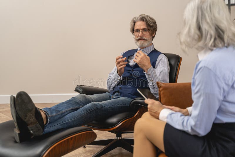 Cheerful Lady Laughing in a Psychoanalysts Office Stock Photo - Image ...