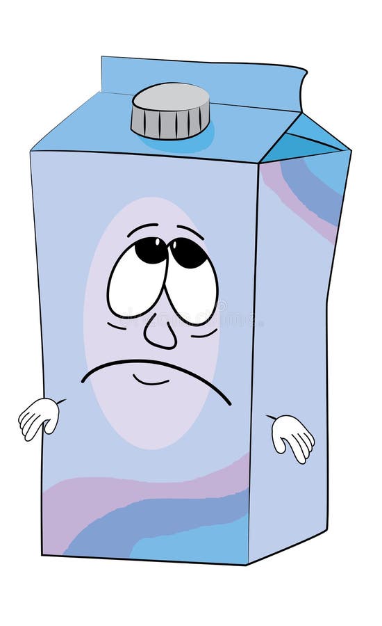 Sad milk cartoon stock illustration. Illustration of isolated - 48766760